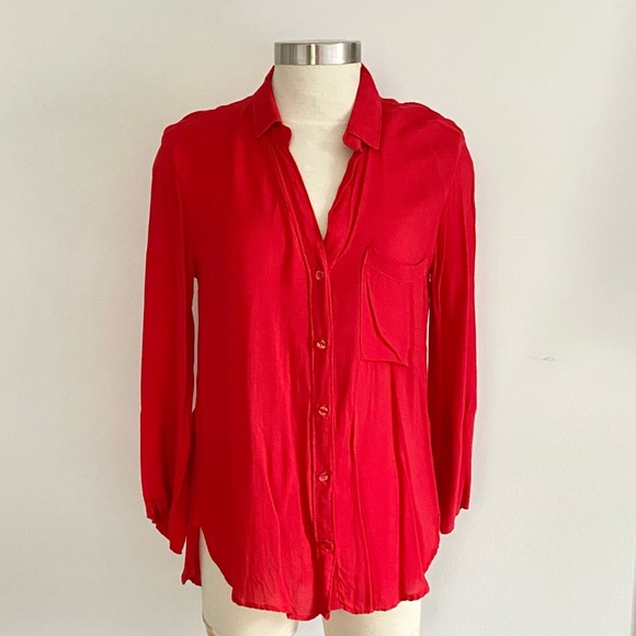 Bella Dahl | Tops | Bella Dahl Revolve Red Button Down Shirt | Poshmark